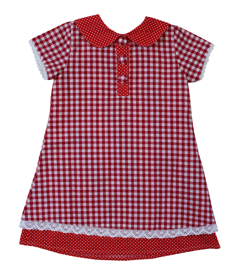 Red Checked Appliqued Ladybird Dress